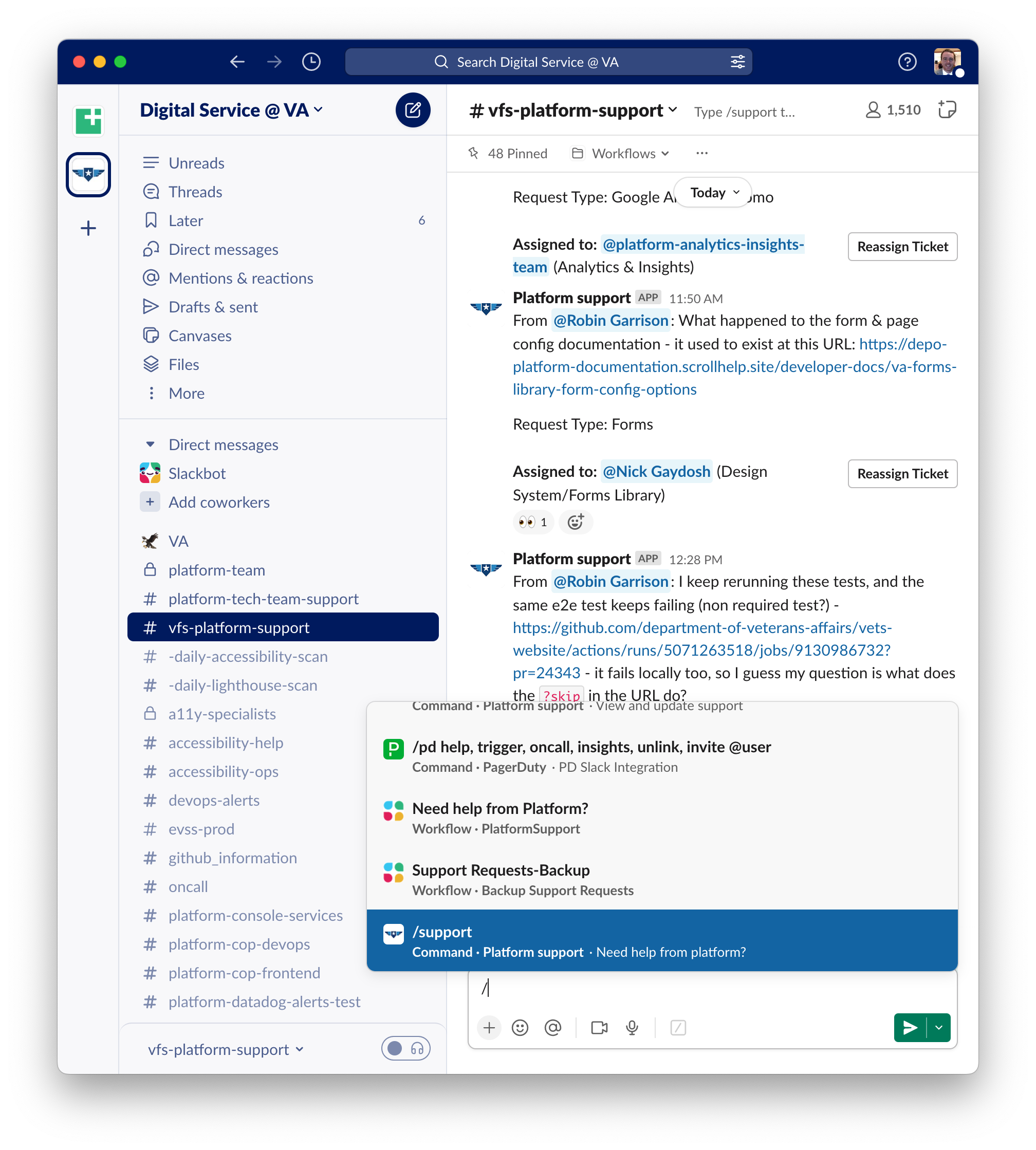 Getting help from the Platform in Slack
